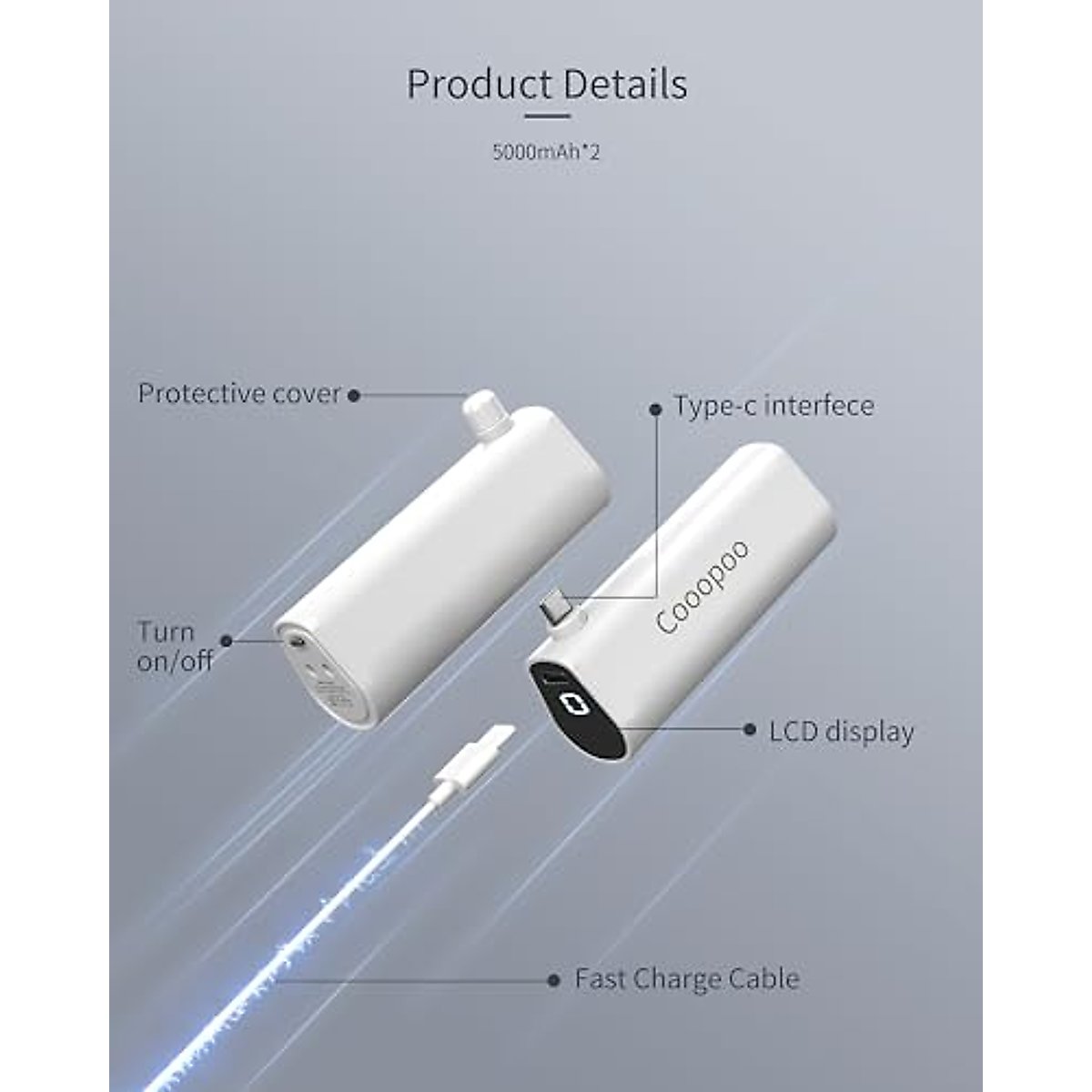 Cooopoo Battery Pack for Meta Quest 3/Quest 3S，5V3A Fast Charge Power Bank with LCD Indicator for Extended Playtime - Rechargeable Mini Lightweight Accessory with Power Indicator [2Pack]