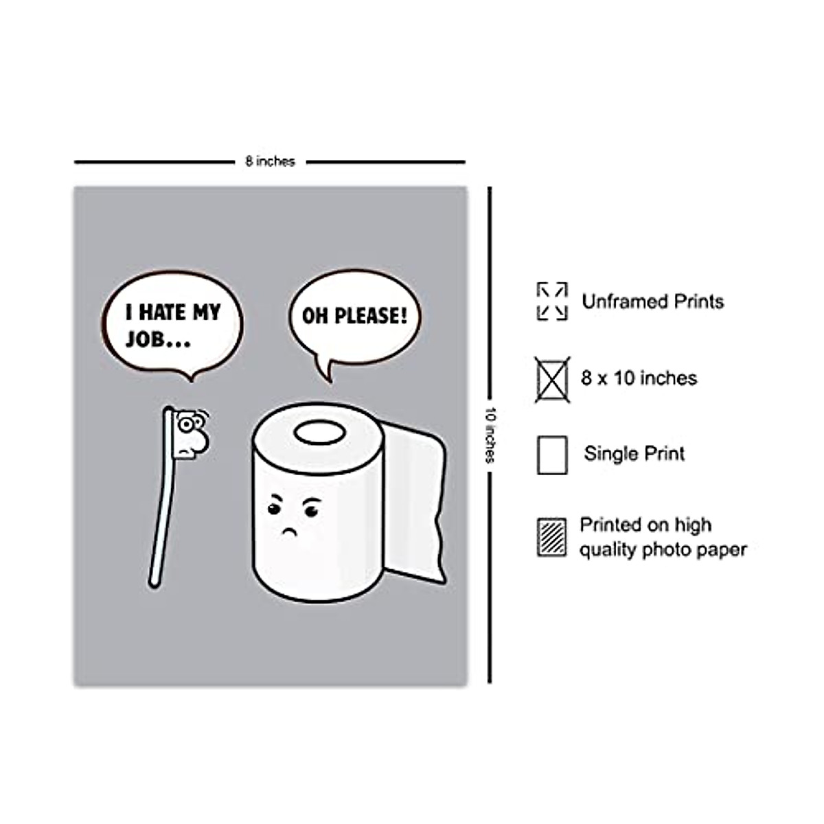 Bathroom Typography Art Print Wall Art Poster - Chic Modern Home Decor for Bath - Makes a Great Gag Gift or Funny Housewarming Gift - 8x10 Photo- Unframed