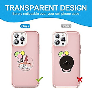 Transparent Phone Ring Holder 2 Pcs, Jsoerpay Clear Cell Phone Ring Holder with Diamond, Finger Grip 360°Rotation Compatible with Most of The Phones, Tablet and Case (Silver)