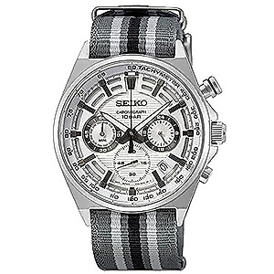 SEIKO Sport Watch SSB401P1, White, Nylon Strap