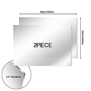 24"x36" Clear Acrylic Sheet Plexiglass 1/8" Thick 2PCs, Premium Plexiglass Sheets 24x36, Plexi Glass Perspex Panel, Plastic Sneeze Guard, 3mm Acrylic Board, Custom Cut Plexiglass, Large Acrylic Sign