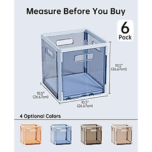 HAIXIN Collaspible Clothes Storage Cubes - Foldable Clothing Storage with Handles Open Home Storage Bins Plastic Storage Containers for Bedroom Closet Wardrobe Dormitory, 6 Pack (Blue, 10.5 Inch)