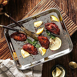 DOITOOL Stainless Steel Cookie Sheet Pan for Baking, Dishwasher Safe Baking Sheet Pan for Toaster Oven, Roasting or Grilling (23X17CM)