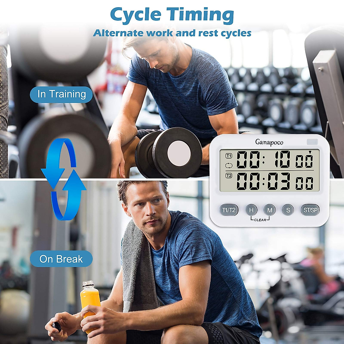 Dual Digital Timer, Kitchen Timer for Cooking Countdown Timers Pomodoro Timer with Magnetic - AAA Batteries Included