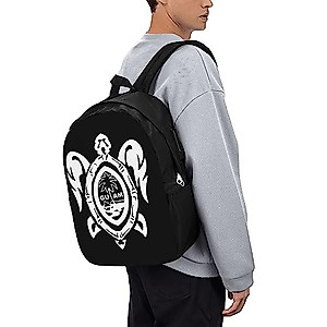 ZEYUANKA Guam Seal In A Tribal Turtle Backpack,Unisex Lightweight Travel Laptop Backpack 17 in Bookbag Daypack