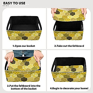 Geometric Honey Storage Basket Felt Storage Bin Collapsible Shelves Basket Toy Storage Box Organizer for Kids Bedroom Magazine
