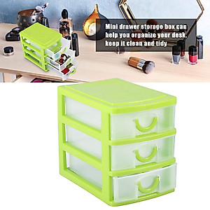 White 3 Drawer Plastic Storage,Mini Drawer Organizer, Plastic Jewelry Makeup Storage Box with Adjustable Detachable Dividers for Small Accessories (3 Layers Green)