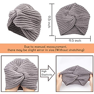 3pcs Womens Winter Hats, Beanie Hat for Women, Knit Hat Slouchy Beanies Wool Hat, Warm Turban Hat Thick Chemo Caps for Cancer Patient, White Gray Brown