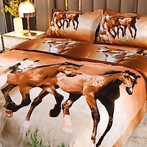 Wowelife Horse Bedding Sets for Boys and Girls Queen, Premium Horse Duvet Cover Set, Comfortable and Soft for Kids and Adults(Queen-4 Pieces)