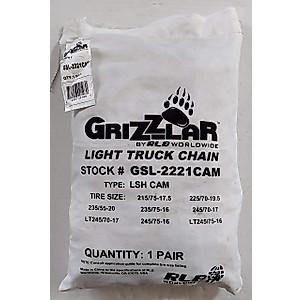 Grizzlar GSL-2221CAM Alloy Light Truck Ladder CAM Tire Chains 215/75-17.5 215/80-17 225/60-19 225/65-18 225/70-18 225/70-19.5 LT225/75-17 LT225/85-16 LT235/75-16 LT235/85-16 LT245/70-17 LT245/75-16