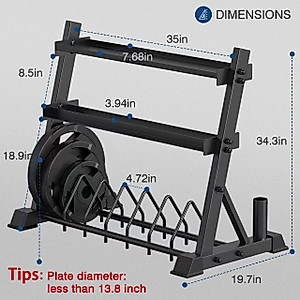 3-Tier Dumbbell Rack Weight Storage Organizer for Home Gym, Fit for Dumbbell, Kettlebells, Weight Plate and Curl Bar (87X)