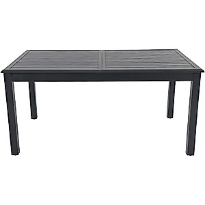 Hanover 11-Piece 40" x 94" Cameron Modern Outdoor Dining Set, 10 Stackable Sling Chairs, 40'' x 94'' Expandable Table, Durable, Weather Protected Aluminum Frame, Gray