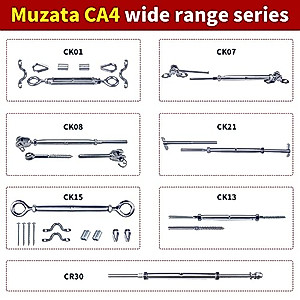 Muzata 20Set 1/8" Cable Railing Kit Hardware Heavy Duty Turnbuckle M5 Eye to Eye for Wood Post Wire Rope Stainless Steel Angle Adjustable WoodLoft System Deck Stair 20 Cable Lines CK01,CA4 CA5