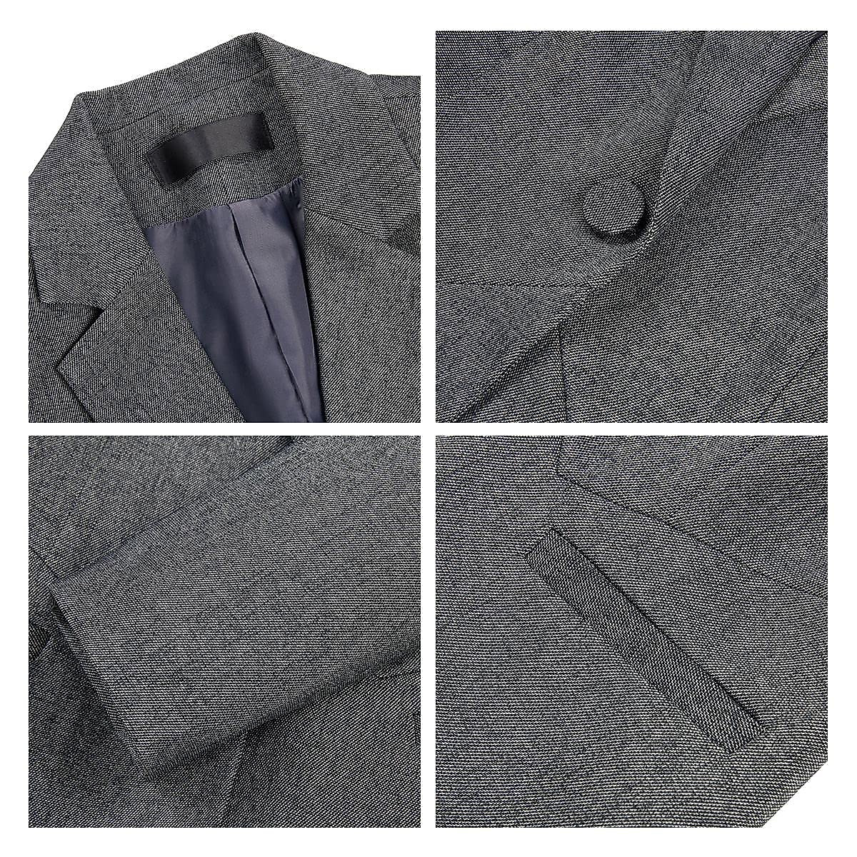 MODFUL Women's 2 Piece Business Suit Pant Set Slim Fit One Button Blazer Jacket Lady Work Suit for Office (Grey,X-Large)