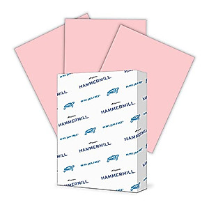 Hammermill Colored Paper, 20lb Pink Printer Paper, 8-1/2 x 11- 1 Ream (500 Sheets) - Made in the USA, Pastel Paper, 103382R