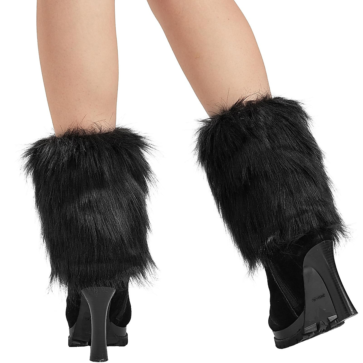 Nanxson Women Short Fur Leg Warmer Short Boot Sleeves TTW0071 (Black)