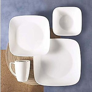Corelle Square 16-Piece Dinnerware Set, Pure White, Service for 4