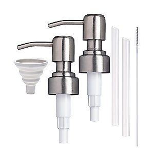 Easy Tang Durable 304 Rust Proof Stainless Steel Pump Head, Kitchen Soap Dispenser Pump Replacement for Regular Mouth Bottle(Silver 2 Pack)