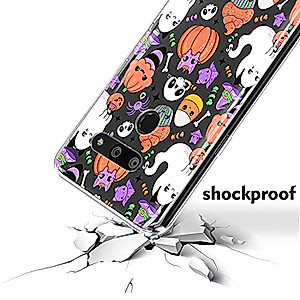Loraw Slim TPU Phone Case Compatible with LG Velvet V60 V50 ThinQ 5G V40 V35 V30 Plus G7 G6 Cover Flexible Ghost Candy Spooky Soft Print Cute Clear Kawaii Shockproof Pumpkin Silicone Halloween
