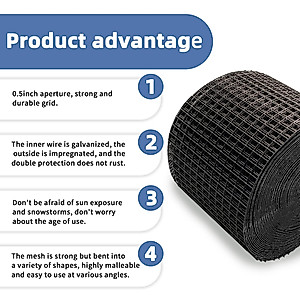 PATIOSIR Solar Panel Bird Wire Screen Protection 6" x 50ft, Guard Kit Protect Solar Panels from Rodents, Squirrel, PVC Coated Galvanized Steel Roll with 30 Fastener Clips