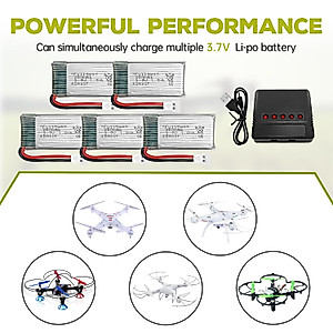sea jump 5PCS 3.7V 380mAh Battery+Charger for X4 H107,H107C,H107L, X11 X11C,HS170 HS170C F180C HS170G TOZO Q2020 E016H E016F FX801 V911S A120 XK A150 V966