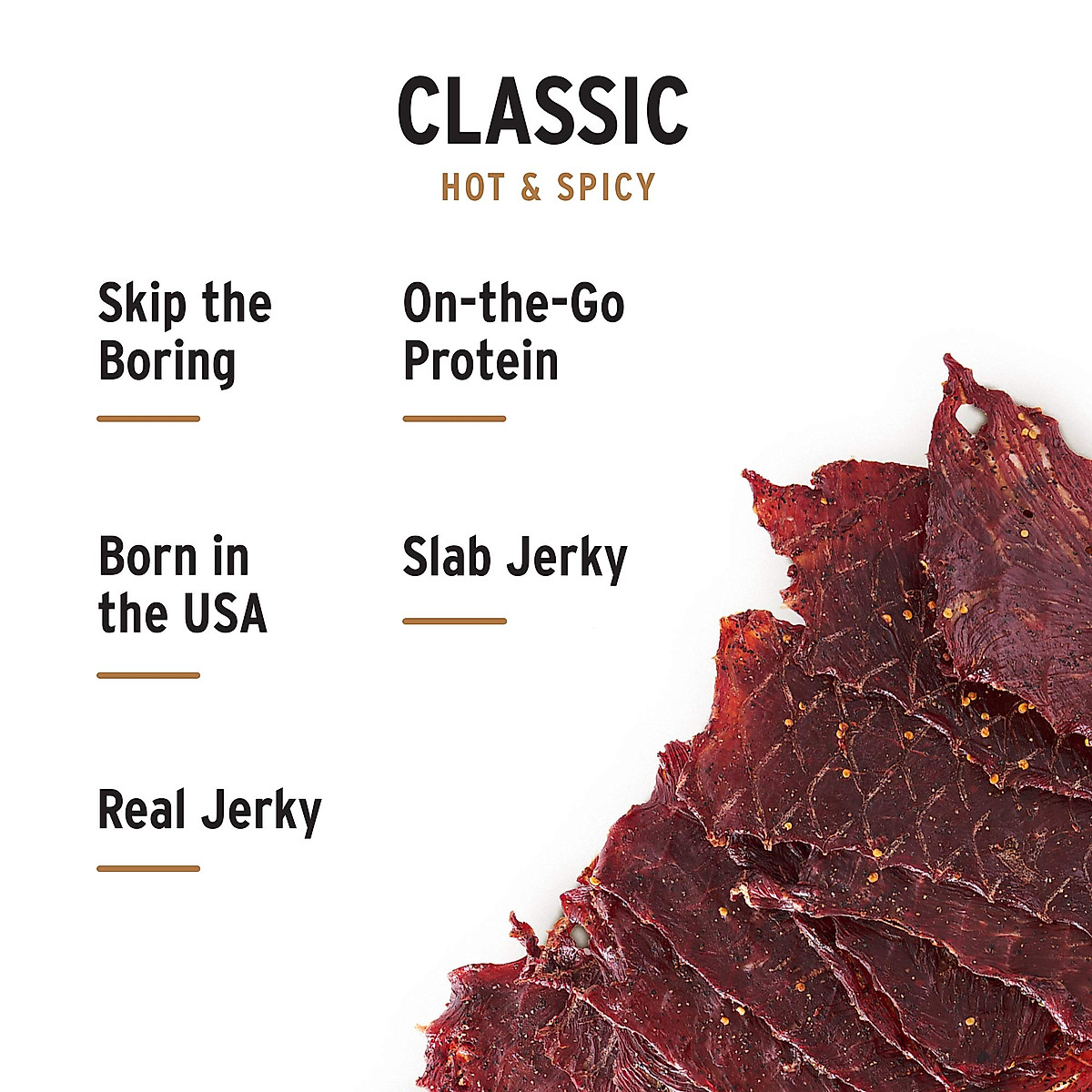 People's Choice Beef Jerky - Classic - Hot & Spicy - Big Slab - Whole Muscle Premium Cuts - Bulk Jerky Package - Thin Sheets - Low Sodium Low Salt High Protein Meat Snack - 15 Count, 1 Bag