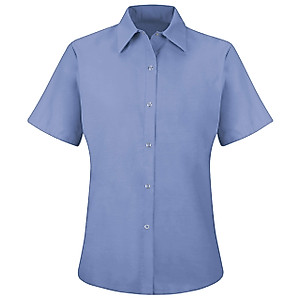 Red Kap Women's Standard Short Sleeve Specialized Pocketless Work Shirt, Light Blue, Medium