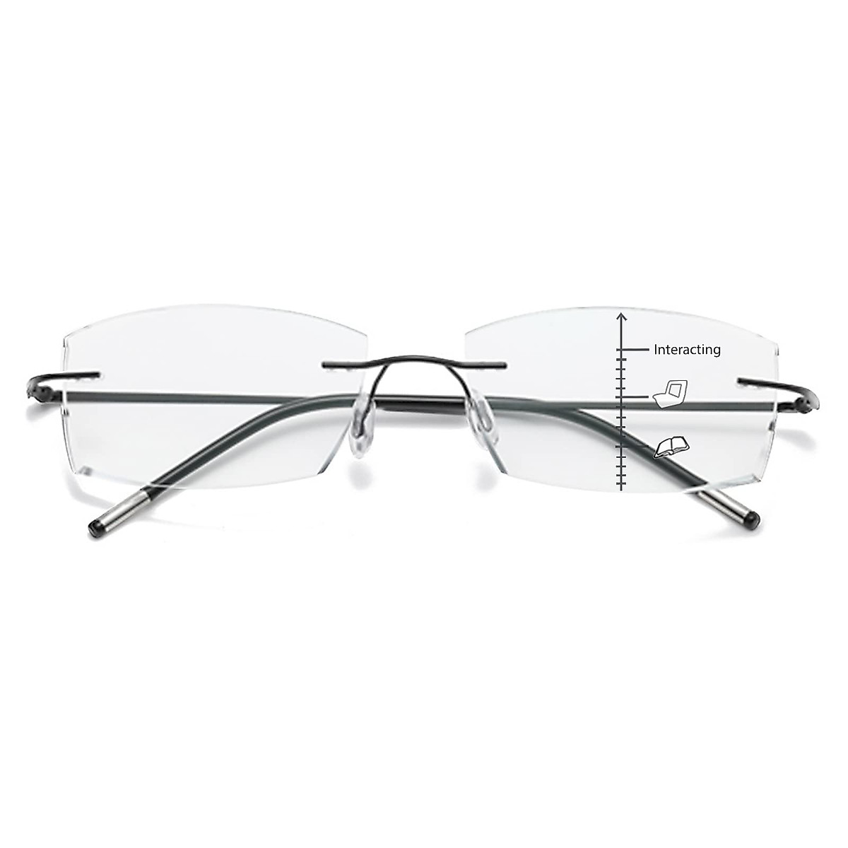 SUGLSS Photochromic Progressive Multifocus Reading Glasses for Men Women Diamond Cut Anti-Blue Light Multifocal Reader Diamond-cut Titanium Frame Transition Sunglasses No Line Eyeglasses 2.5