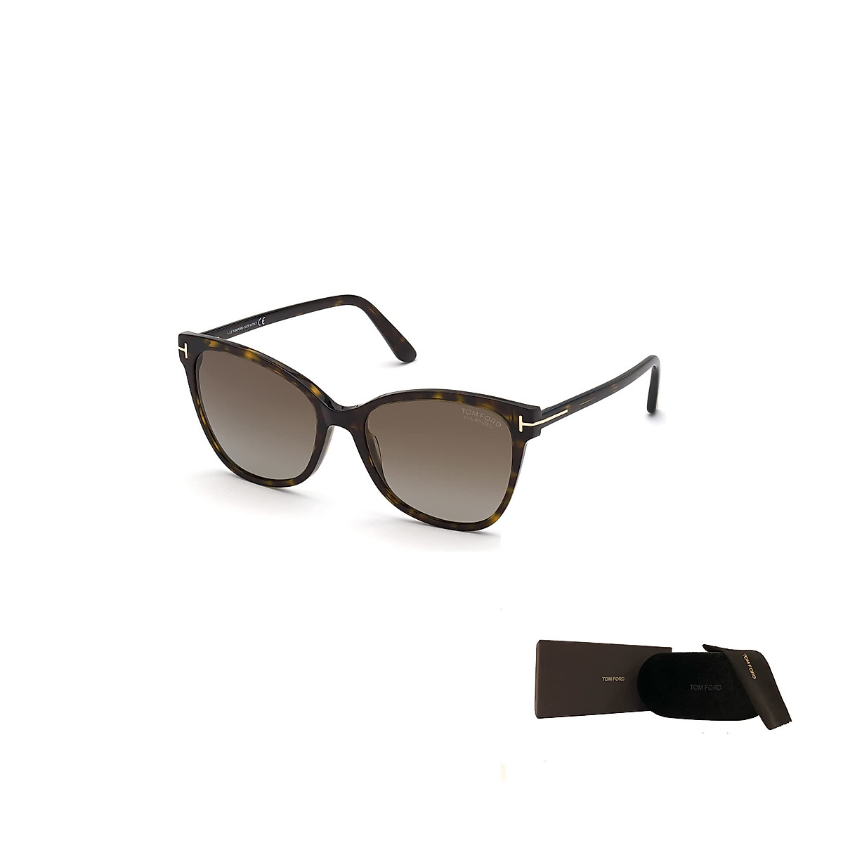 Tom Ford Gia FT0844 52H 58MM Shiny Classic Dark Havana/Brown Polarized Lense Cateye Sunglasses for Women + BUNDLE With Designer iWear Eyewear Kit