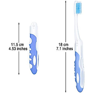 4 Pieces Folding Travel Toothbrush Portable Soft Toothbrush with Soft Bristles Brushes for Sensitive Gums (Pink, Yellow, Blue, Green)