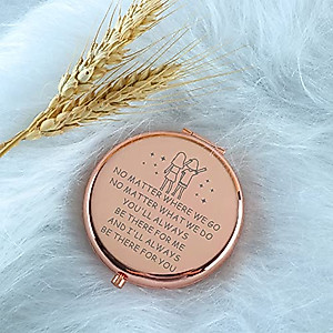 Best Friend Birthday Gifts for Friends Women Female Rose Gold Compact Cute for Purse Travel Folding Hand Mirror for Graduation Birthday Christmas Engagement Thanksgiving