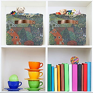 AHOMY Storage Basket Art Wall by Gustav Klimt Cube Storage Bins Organizer Bag with Handle 2-Pack