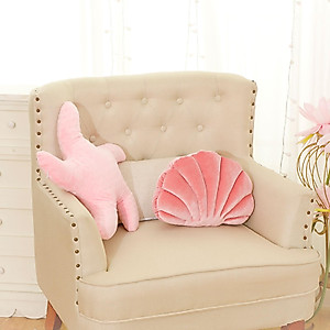 Newwiee 2 Pcs Starfish Pillow Shell Pillows Star Shaped Pillow Seashell Shaped Accent Throw Pillows Beach Pillows Decorative Throw Pillows for Small Couch Bed Bedroom Living Room (Pink)
