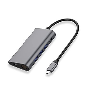 Port Expander USB C Docking Station 8-in-1 USB C Hub Adapter for PC Laptop with HDMI, Ethernet, 3 USB 3.0, 60W PD, SD/TF Card Reader USB Splitter