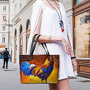 Womens Handbag Rooster Leather Tote Bag Top Handle Satchel Bags For Lady