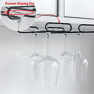 HOJLKLD Wine Glass Rack, 2 Pack Metal Stemware Rack Under Cabinet Wine Glass Holder for Kitchen And Bar (White)