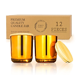 Aroparc Candle Jar, Wholesale Candle Container, 12 Pack 10oz Candle Jars with Lids Tumbler Jar for Candle Making Candle Tins Candle Making Supplies (Amber)