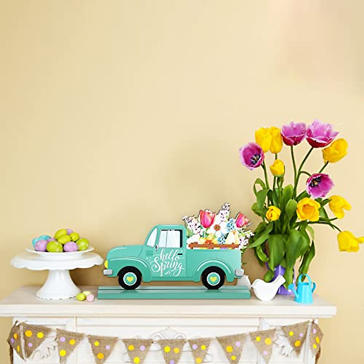 4 Pcs Hello Spring Table Decorations Easter Spring Table Centerpieces Enjoy The Ride Wooden Signs Spring Decorations for Home Wooden Letter Blocks Spring Party Ornament Farmhouse Rustic Table Decor