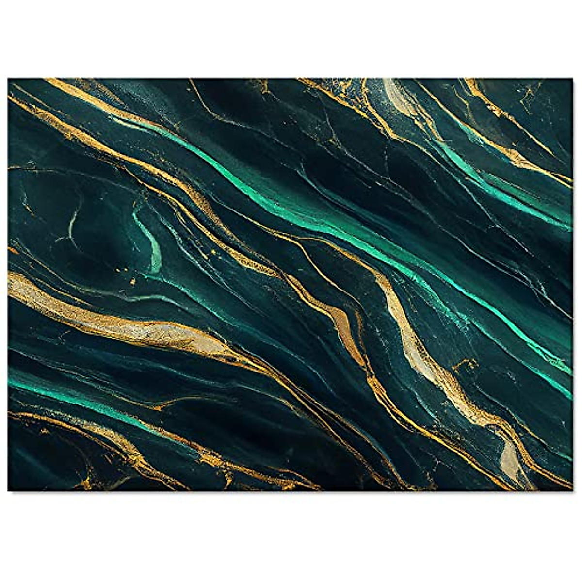Marble Emerald Green Area Rug 2' x 3' - Modern Outdoor Living Room Bedroom Area+Rug Carpet, Modern Abstract Gold Art Kitchen Rug Bath Mat Front Porch Floor Doormat Runner Rugs