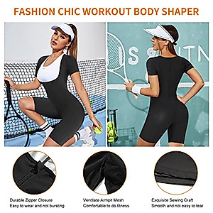 URSEXYLY Sauna Suit for Women Sweat Vest Waist Trainer 3 in 1 Slimming Full Body Shaper Workout Top with Sleeve Shorts (Large, Black)