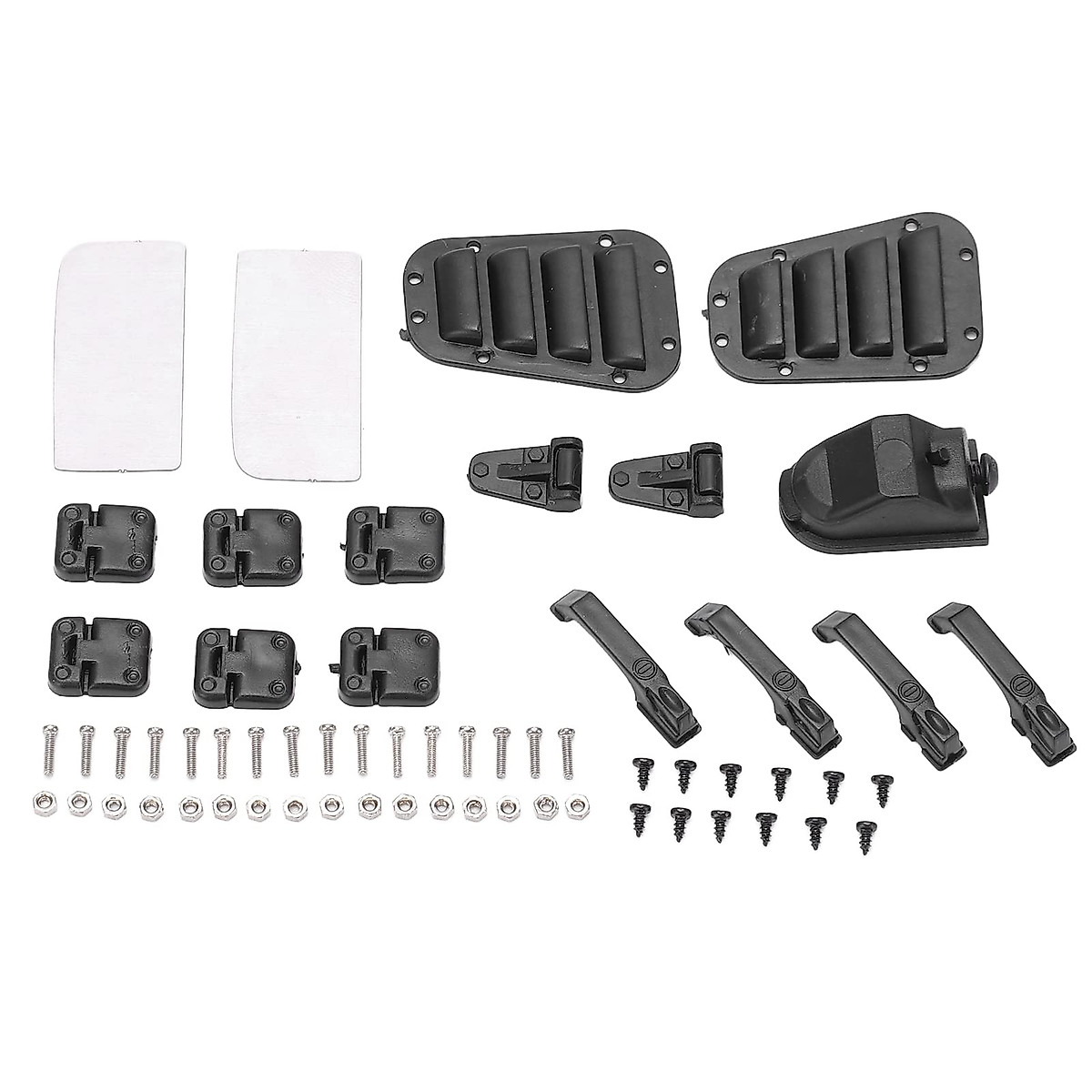 Dilwe RC Door Hinge Handle, Plastic, Car Door Hinge Handles Kit for T4 1/10 RC Vehicle Upgrade Parts, 6 Pcs/Set, Black