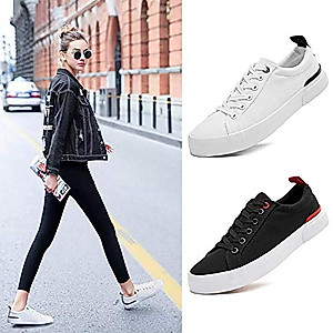 Womens Canvas Shoes Low Cut Canvas Sneakers Walking Running Shoes(N.White,US7)