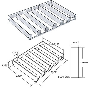 Azar Displays 225830-6COMP-CLR 6 Compartment Divider Bin Cosmetic Tray with Pushers - 6 Slots per Tray, 2-Pack, Clear