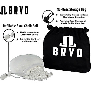 Chalk Ball 3 oz with Storage Bag - Premium Chalk for Rock Climbing, Weightlifting, Gymnastics, Crossfit & More - Mess Free Gym Chalk with Refillable Sock - Natural Drying Formula