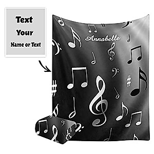 Anneunique Abstract Music Notes Throw Blanket Custom Blankets with Name Personalized Throw Fleece Blanket Tapestry for Souvenirs or Gifts 50x60inch