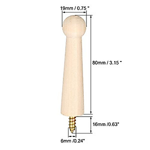 uxcell Wall Hooks Screw-On Solid Wood Hook Coat Hook Shaker Pegs Decorative Wall Mount Hook 19mmx80mm(DXL) No Paint, 6pcs