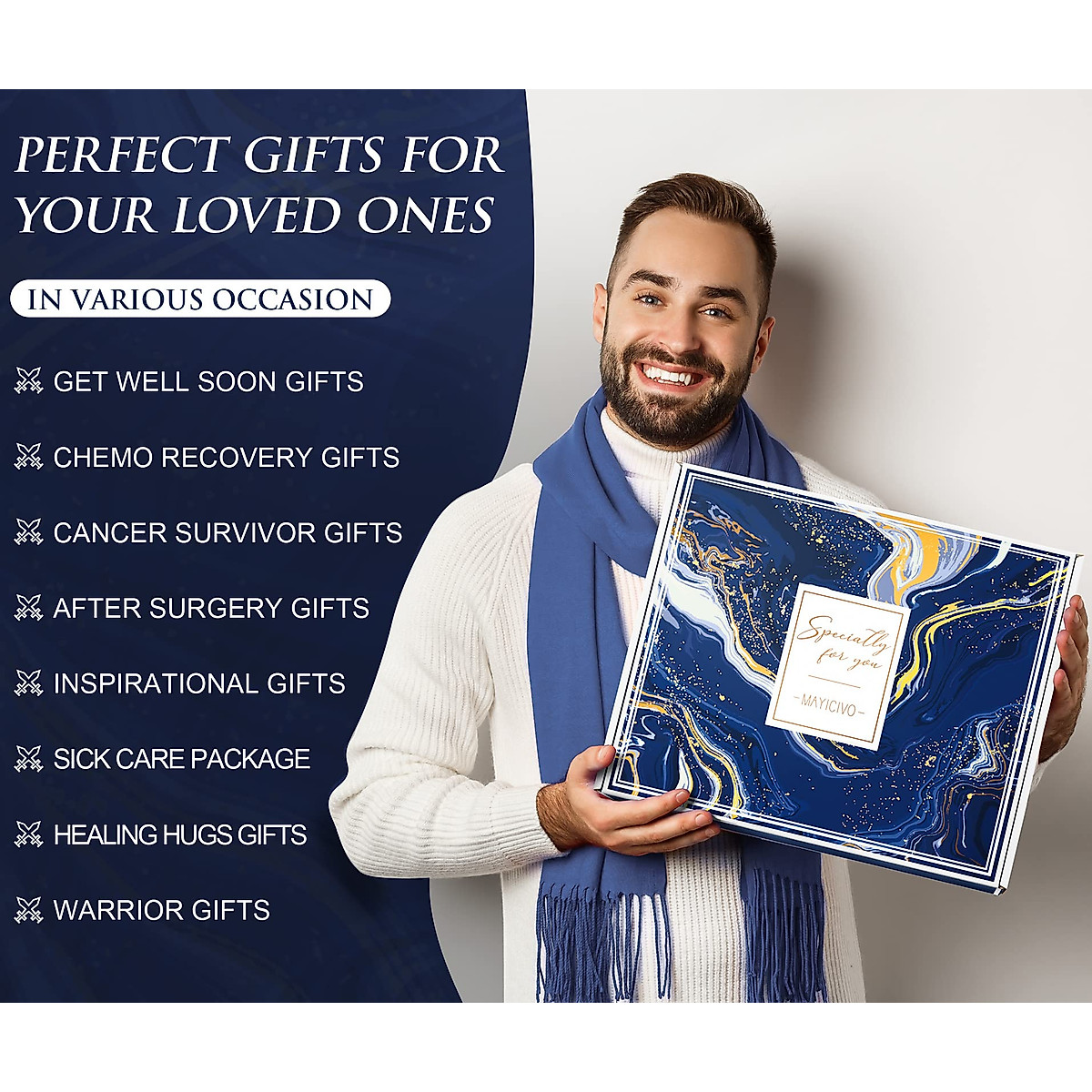 Get Well Soon Gifts for Men, After Surgery Cancer Gifts for Men Chemo Care Package Get Well Gift Basket for Sick Friends, Thinking of You Feel Better Birthday Gifts Box for Men Dad Brother w/Tumbler