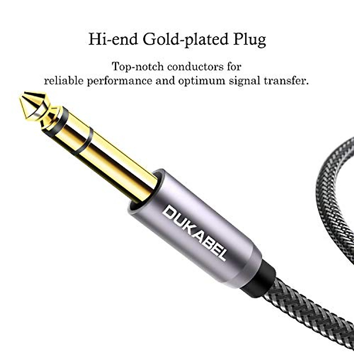 3.5 to 1/4’’ Stereo Audio Cable, DUKABEL 3.5mm TRS Male to 1/4 inch TRS Male Headphone Cord for Speaker, Amp, Guitar, Home Theater Devices and More.(4ft/1.2Meter)