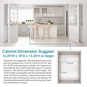 TQVAI Pots and Pans Organizer, Expandable Pot Lid Holder, Kitchen Under Cabinet Organizer for Cutting Board/Cookware/Baking Sheets - Cabinet Request at Least 12.5" W x 18.25" D x 13.5" H