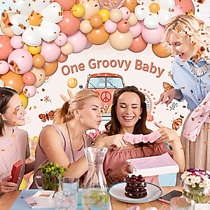 Boho Daisy Balloon Garland Arch Kit,JOGAMS 172Pcs Groovy Balloon Arch Kit with Daisy Flower Rose Gold Confetti Balloons for Boho Daisy Theme Birthday Baby Shower Wedding Groovy Party Decorations